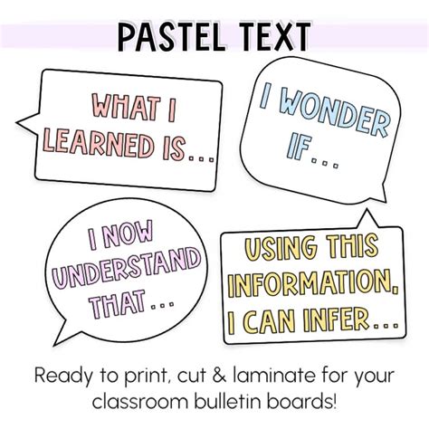 Sentence Starter Posters Speech Bubble Pastel Classroom Decor