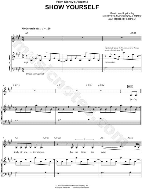 Show Yourself From Frozen 2 Sheet Music In A Major Transposable