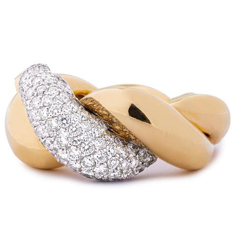 Alex Jona Corda White Diamond 18 Karat Yellow Gold Cocktail Ring For Sale At 1stdibs