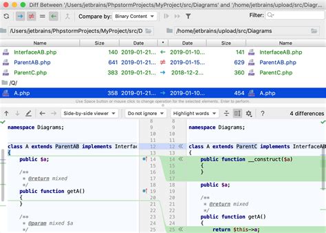 compare deployed files and folders with their local versions phpstorm