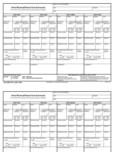 Apft Form 705 Fillable Printable Forms Free Online