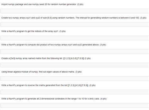 Solved Import Numpy Package And Use Numpy Seed For Random Chegg