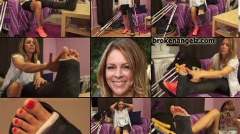 Lucia Term Llc Getting Used To Her Long Leg Cast With Crutches And Foot