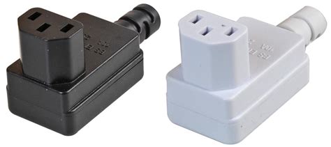 Rewireable Iec C13 Socket Right Angled White Black 90° Turn
