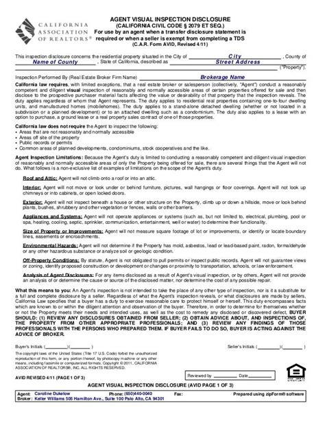Agent Visual Inspection Disclosure Sample At Marjorie Summerville Blog