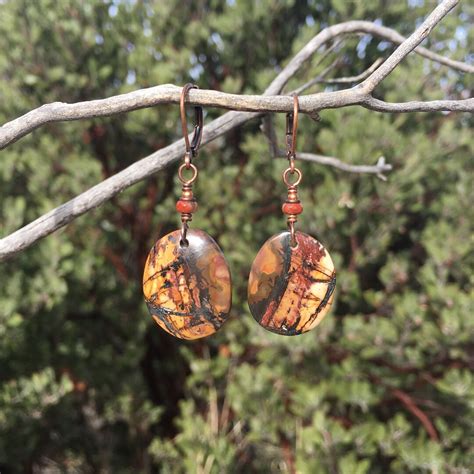 Picasso Jasper Earrings Earthy Nature Earrings Red Creek Etsy