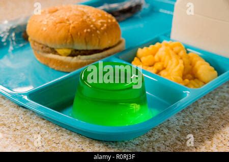 Elementary School Lunch Cheeseburger With Ripple Cut French Fries