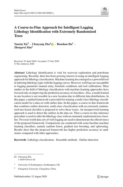 Pdf A Coarse To Fine Approach For Intelligent Logging Lithology Identification With Extremely