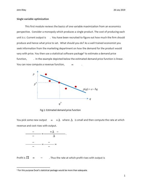 01 A Singlevariableoptimization Pdf Profit Economics Prices