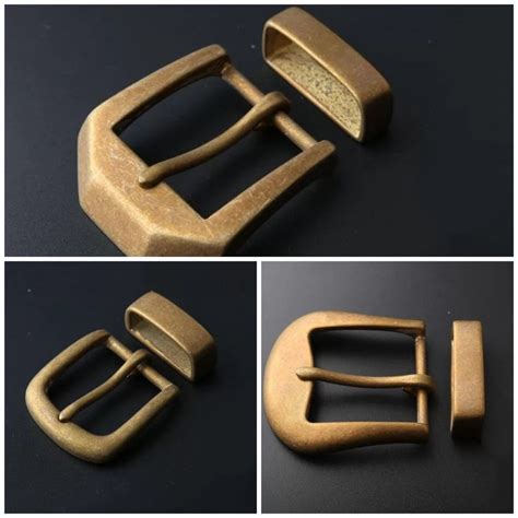 Distressed Solid Brass Belt Buckle And Loop 1 Set Fits For 1 18 1 12