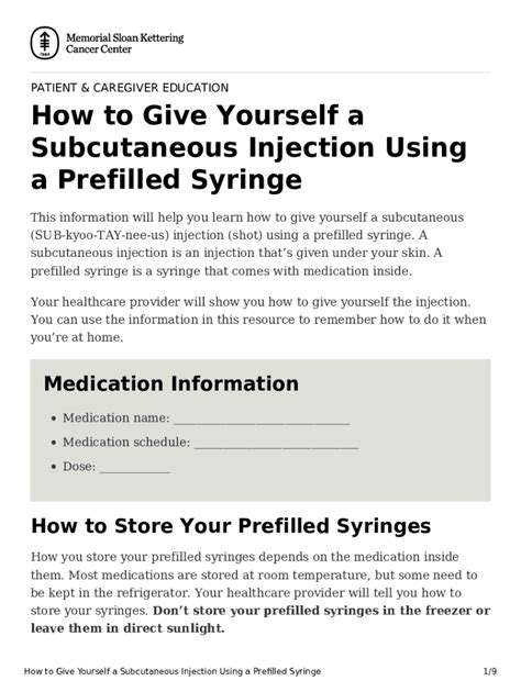 Fillable Online How To Give Yourself A Subcutaneous Injection Using A Prefilled Fax Email