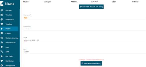 Settings Server Did Not Respond Issue Wazuh Wazuh Dashboard Plugins Github