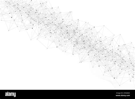 Abstract plexus background with connected lines and dots. Wave flow. Plexus geometric effect Big ...