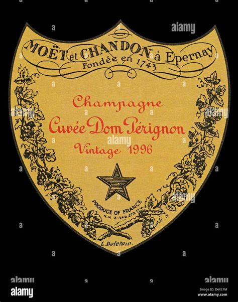 Dom Perignon Bottle Label Of Exceptional Year 1996 Dom Perignon Luxury