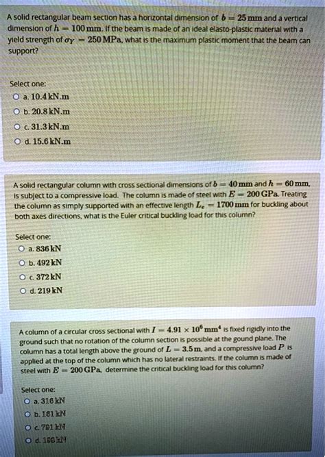 Solved A Solid Rectangular Beam Section Has A Horizontal Dimension Of