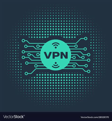 Green Vpn In Circle With Microchip Circuit Icon Vector Image