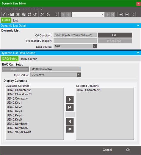 configurator server ud method to execute baq kinetic erp epicor