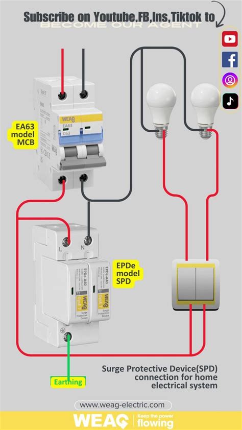 Spdsurge Protective Device Wiring For Home Electrical Systemwith Mcb