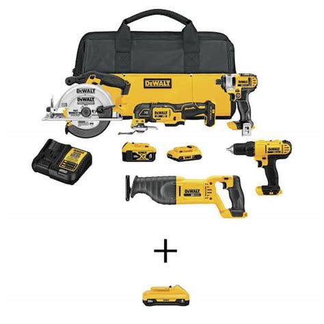 Dewalt 20v Max Lithium Ion Cordless 5 Tool Combo Kit With 2 20v 40ah