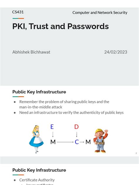 Pki Trust And Passwords Cs431 Computer And Network Security Pdf Password Public Key