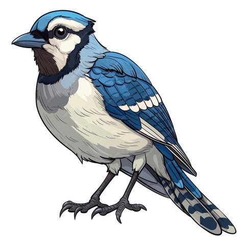 Cartoon Blue Jay Bird Illustration Premium Ai Generated Image