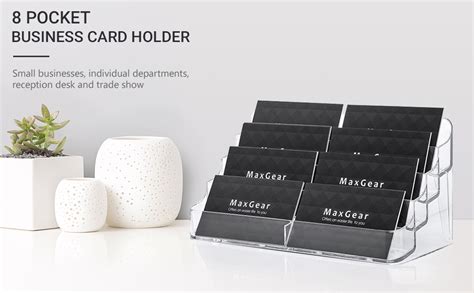 Maxgear Acrylic Business Card Holder For Desk Clear Desktop Business