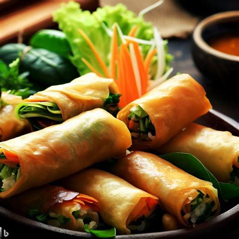 Vietnamese Style Cha Gio Chay Vegetable Fried Spring Rolls