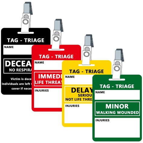 Triage Tag Card Sets For First Aid And Emergency Response Set Of 4