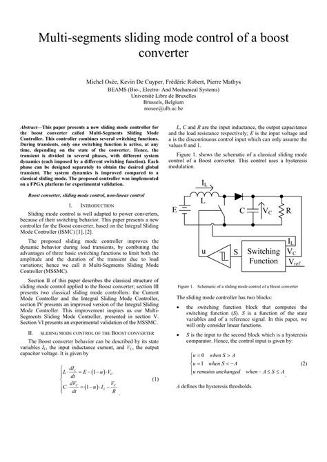 Pdf Multi Segments Sliding Mode Control Of A Boost Converter