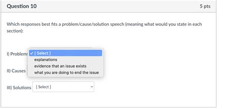 which responses best fits a problem cause solution