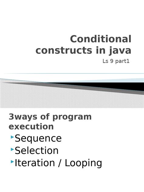 Gr 9 Ls 9 Conditional Constructs In Java Part1 Icse Pdf