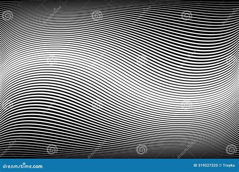 Halftone Wavy Lines Textured Background With 3d Illusion And Twisting Movement Effect Stock