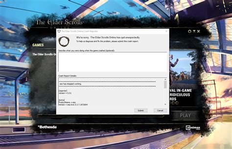 Crash Upon Launch Elder Scrolls Online