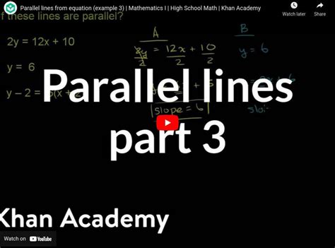 Khan Academy More Analytic Geometry Parallel Lines 3 Instructional Video For 9th 10th Grade
