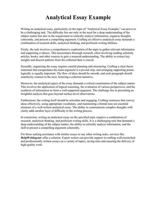 Analytical Essay Example Pdf