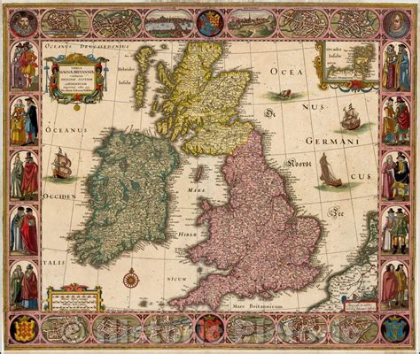 Historic Map Tabula Magnae Britanniae Angliam Scotiam Et Hiberniam