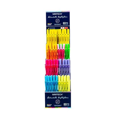 Retractable Refillable Highlighter Acrylic Display Assorted 96 Count Pens Etc