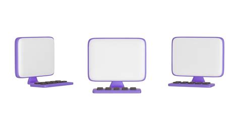 Premium Vector Realistic Cartoon Computer With Keyboard Mockup