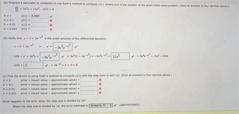 Solved A Program A Calculator Or Computer To Use Eulers