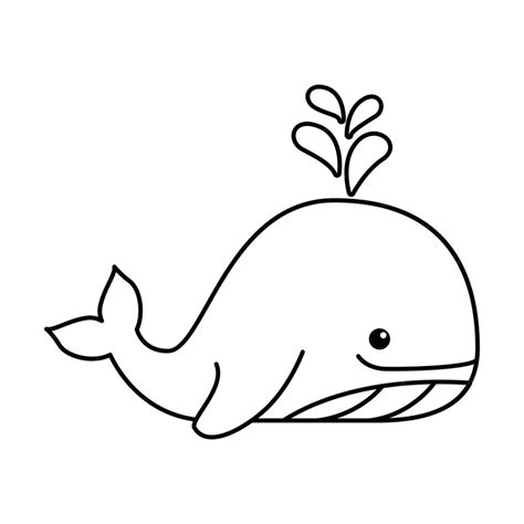 귀여운 고래 색칠 페이지 프리미엄 벡터
