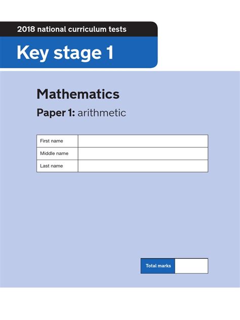 2018 Ks1 Mathematics Paper 1 Arithmetic Pdf Copyright