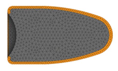 Numerical Model Of The Projectile Coated With Fem Mesh For The Lagrange