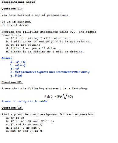 Solved Propositional Logic Question You Have Defined A Chegg Com