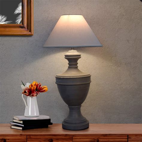 Buy Kapoor E Illuminations Wooden Table Lamp With Cotton White Shade Online At Low Prices In