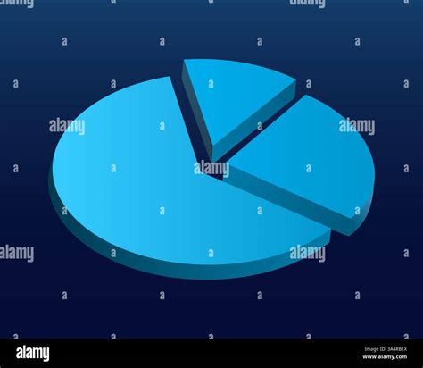 3d Pie Chart A Blue Segmented Diagram With An Extracted Slice On A