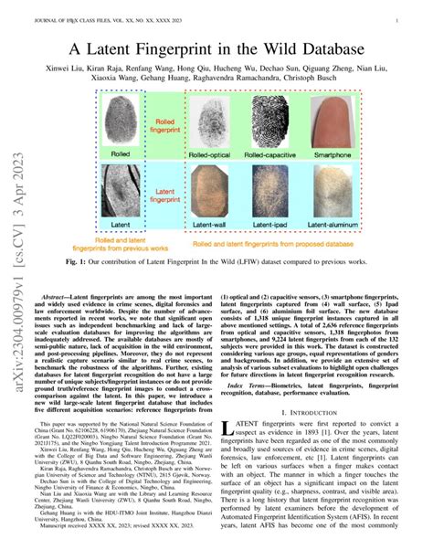 A Latent Fingerprint In The Wild Database Deepai