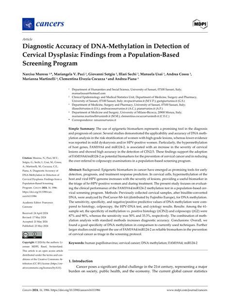 pdf diagnostic accuracy of dna methylation in detection of cervical