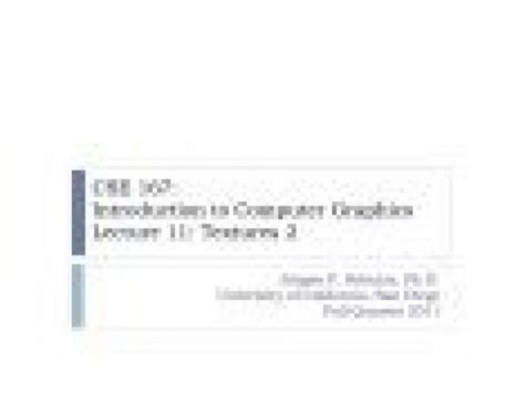 Cse 167 Introduction To Computer Graphics Lecture 11 Textures 2