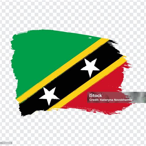 브러쉬 스트로크에서 플래그 세인트 키츠 네비스 플래그 세인트 키츠네비스는 웹 사이트 디자인 로고 응용 프로그램 Ui에 대한 투명 배경에 미국 스톡 벡터입니다 Eps10 0
