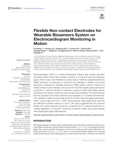 Pdf Flexible Non Contact Electrodes For Wearable Biosensors System On Electrocardiogram